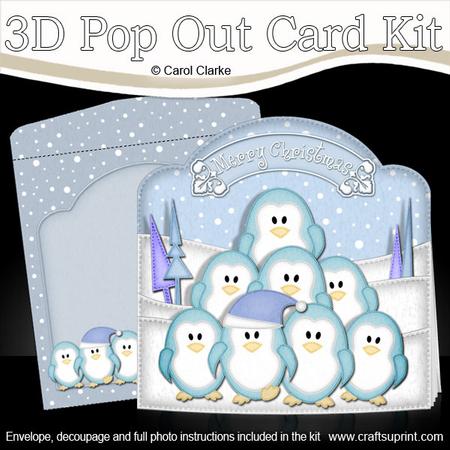 3D Xmas Penguin Tree Pop Out Card Kit - CUP261514_359 | Craftsuprint