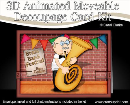3D Bert's Tuba Animated Moveable Decoupage Card Kit - CUP264347_359 ...