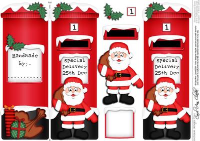 Xmas Santa Postbox Shaped Card N 3D Decoupage - CUP268269_359 ...
