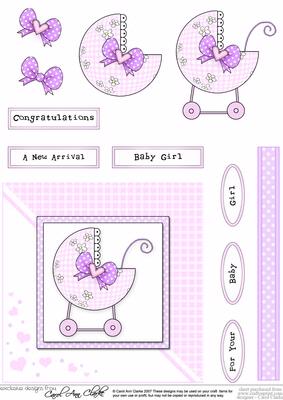 New Baby Girl Quick Card with Decoupage - CUP27418_359 | Craftsuprint