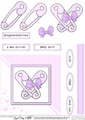 New Baby Girl Quick Card with Decoupage - CUP27421_359 | Craftsuprint