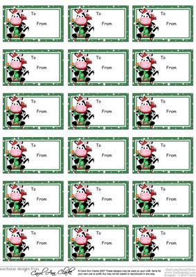 Milly Moo Cow Christmas Gift Tags - CUP275760_359 | Craftsuprint