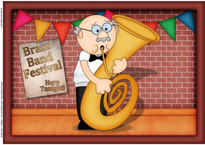 A4 Bert Plays the Tuba Card Topper - CUP280222_359 | Craftsuprint
