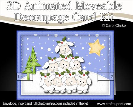 3D Xmas Lambs Animated Moveable Decoupage Card Kit - CUP280249_359 ...