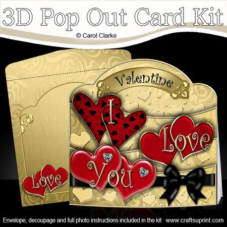 3D Romantic Hearts Pop Out Card Kit - CUP287745_359 | Craftsuprint