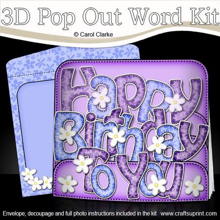 3D Birthday Flowers Pop Out Word Card Kit - CUP297120_359 | Craftsuprint