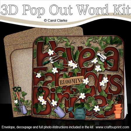 3D Birthday Gardening Pop Out Word Card Kit - CUP297131_359 | Craftsuprint
