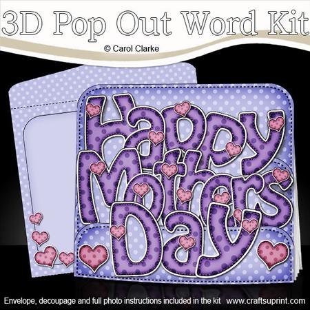 3D Mothers Day Hearts Pop Out Word Card Kit - CUP297133_359 | Craftsuprint