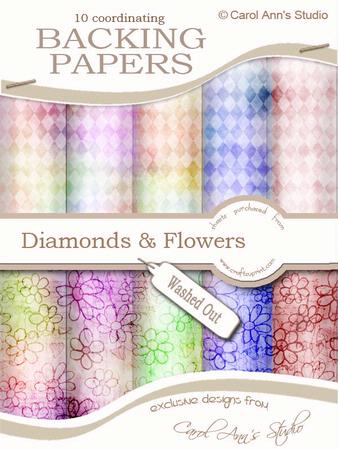 Diamonds & Flowers Backing Paper Set - CUP30111_359 | Craftsuprint