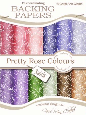 Swirls Backing Papers in Pretty Rose Colours - CUP31153_359 | Craftsuprint