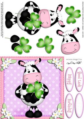 Milly Moo Cow's Good Luck Clover Quick Card N 3D Decoupage - CUP314596 ...