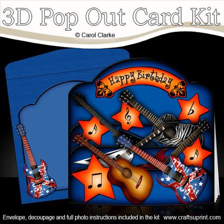 3D Guitars and Music Pop Out Card Kit - CUP317159_359 | Craftsuprint