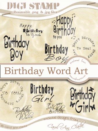 Birthday Digi Stamp Word Kit - CUP32439_359 | Craftsuprint
