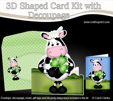 Milly Moo Cow's Good Luck Clover Shaped Card with Decoupage - CUP327796 ...