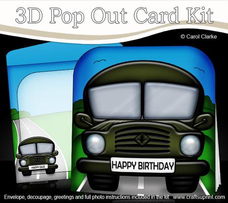 3D Army Truck Pop Out Card Kit - CUP327915_359 | Craftsuprint