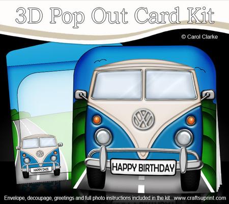 3D Camper Van Pop Out Card Kit - CUP327919_359 | Craftsuprint