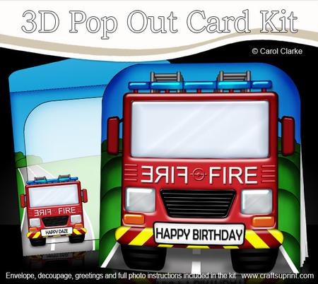 3D Fire Engine Pop Out Card Kit - CUP327922_359 | Craftsuprint