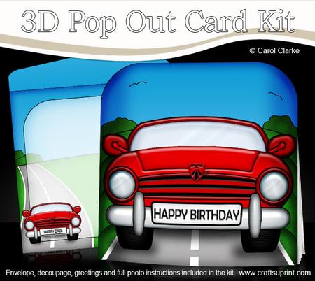 3D Sports Car Transport Pop Out Card Kit - CUP328189_359 | Craftsuprint