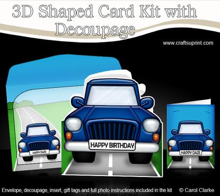 3D Fun Car Shaped Card with Decoupage - CUP332726_359 | Craftsuprint
