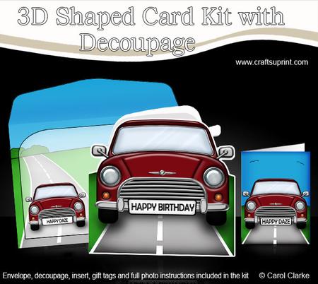 3D Mini Car Shaped Card with Decoupage - CUP332729_359 | Craftsuprint