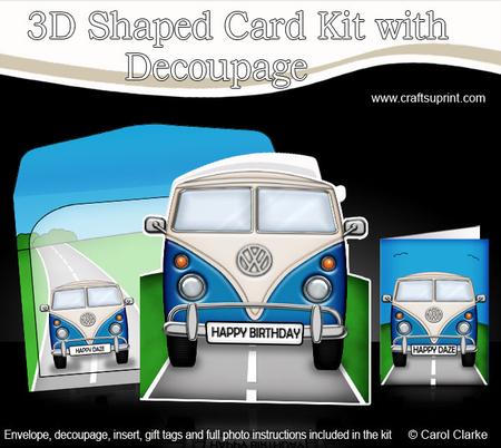 3D Camper Van Shaped Card with Decoupage - CUP332730_359 | Craftsuprint