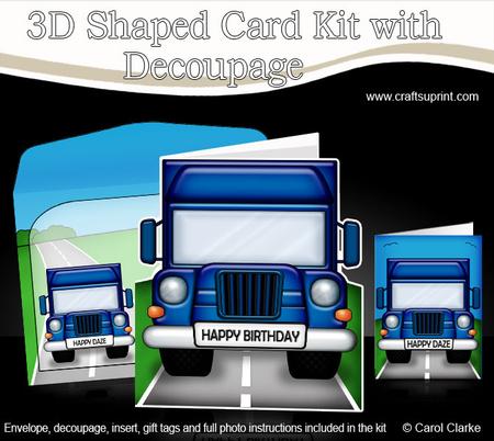 3D Lorry Shaped Card with Decoupage - CUP333039_359 | Craftsuprint