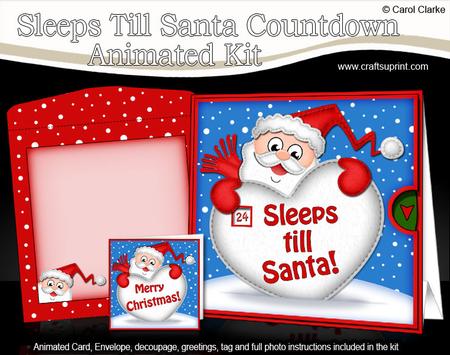 3D Xmas Santa Sleeps Till Santa Countdown Moveable Card Kit - CUP343001 ...