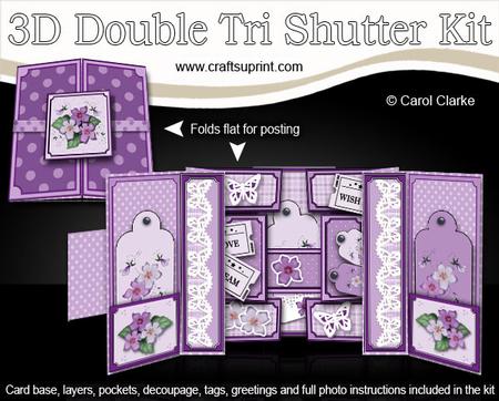 3D Prettty Violas Double Tri Shutter Card Kit - CUP346510_359 | Craftsuprint