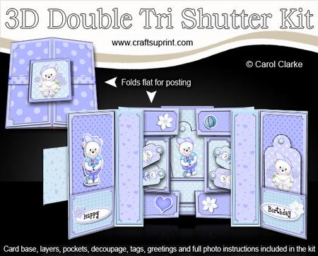 3D Teddy Ed Double Tri Shutter Card Kit - CUP346512_359 | Craftsuprint
