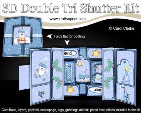 3D Xmas Penguins Double Tri Shutter Card Kit - CUP346798_359 | Craftsuprint