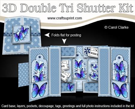 3D Butterflies Double Tri Shutter Card Kit - CUP347406_359 | Craftsuprint