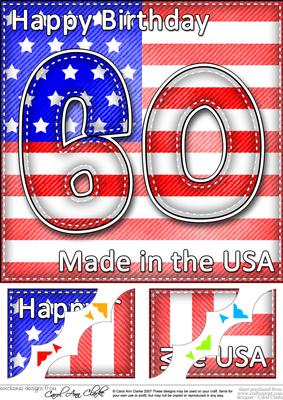 8 x 8 Flying the Flag Usa 60th Birthday Scalloped Topper - CUP352356 ...