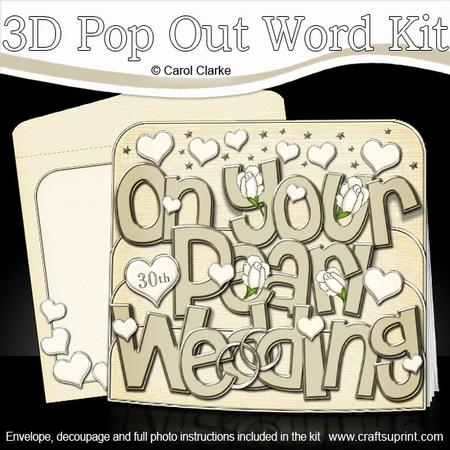 3D Pearl Wedding with Roses Pop Out Word Card Kit - CUP352626_359 ...
