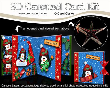 3D Christmas Penguins Carousel Card Kit - CUP359286_359 | Craftsuprint