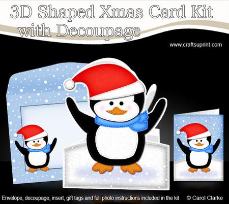3D Xmas Penguin Shaped Card with Decoupage - CUP362130_359 | Craftsuprint