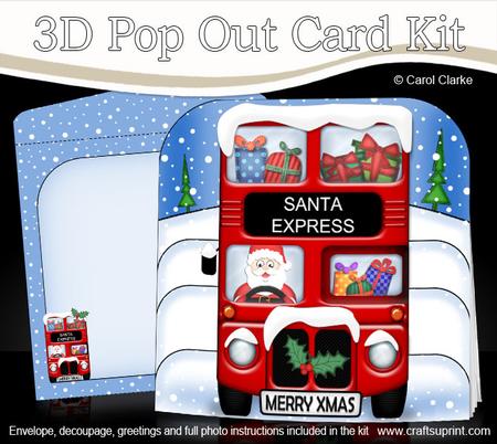 3D Xmas Santa Express Pop Out Card Kit - CUP371159_359 | Craftsuprint