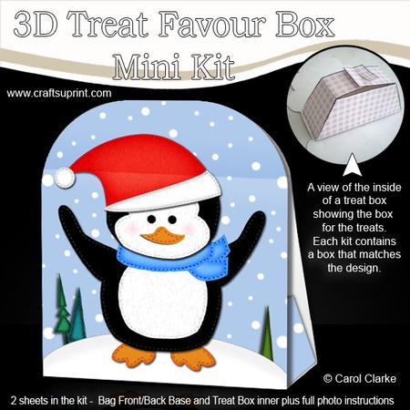 3D Xmas Penguin Treat or Favour Box Mini Kit - CUP371958_359 | Craftsuprint