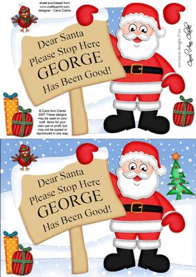 Xmas Santa George's Been Good A5 Quick Card 3D Decoupage - CUP373447 ...
