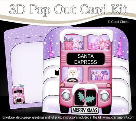 3D Xmas Santa Express Pop Out Card Kit - CUP375048_359 | Craftsuprint