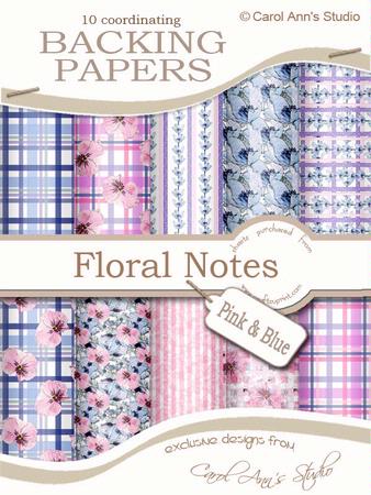 Flower Backing Papers in Floral Notes Pink & Blue Colours - CUP37714 ...