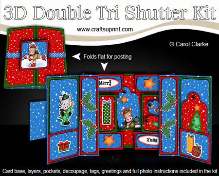 3D Xmas Gigi Horse & Friends Double Tri Shutter Card Kit - CUP379011_359 | Craftsuprint