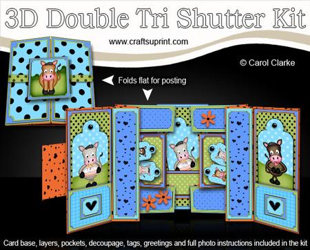 3D Gigi Horse and Friends Double Tri Shutter Card Kit - CUP380009_359 | Craftsuprint