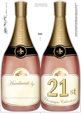 Large Dl 21st Champagne Bottle Shaped Card - CUP383412_359 | Craftsuprint