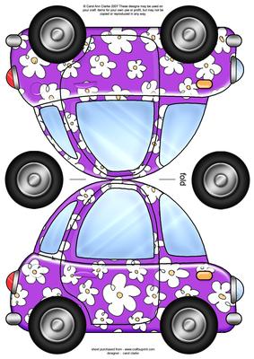 Funky Floral Car Shaped Card - CUP387312_359 | Craftsuprint