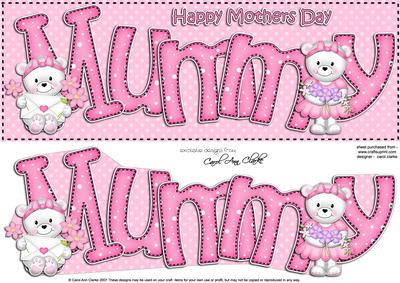 Large Dl Mothers Day Mummy Teddies Quick Card N 3D Decoupage ...