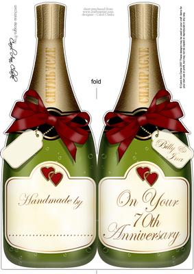 Large Dl 70th Anniversary Champagne Bottle Shaped Card - CUP418319_359 ...
