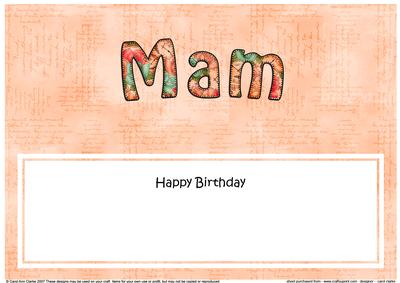 Birthday Mam Matching Large Dl Insert - CUP420041_359 | Craftsuprint
