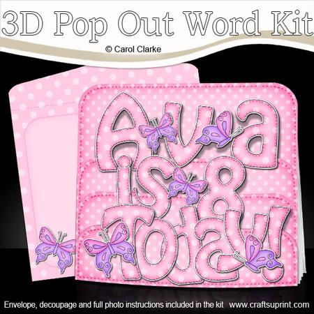 3D Ava is 8 with Butterflies Pop Out Word Card - CUP428716_359 ...