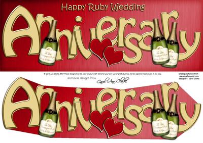 Ruby Wedding Anniversary Large Dl Quick Card 3D Decoupage - CUP436920 ...