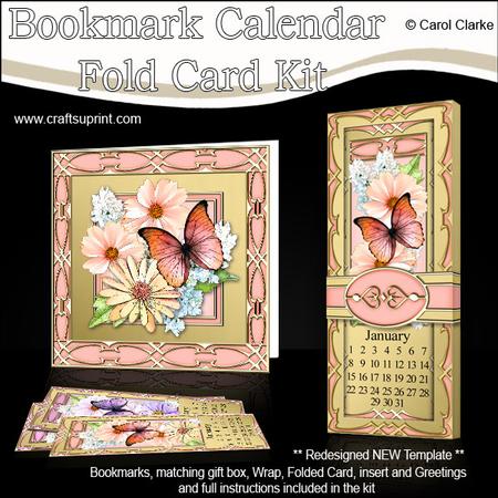 Flowers & Butterfly Bookmark Calendar Fold Card Kit - CUP448672_359 ...